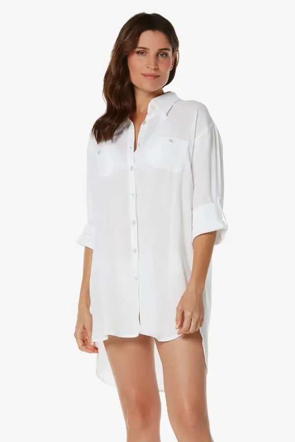 Helen Jon Camp Shirt Cover-up - White