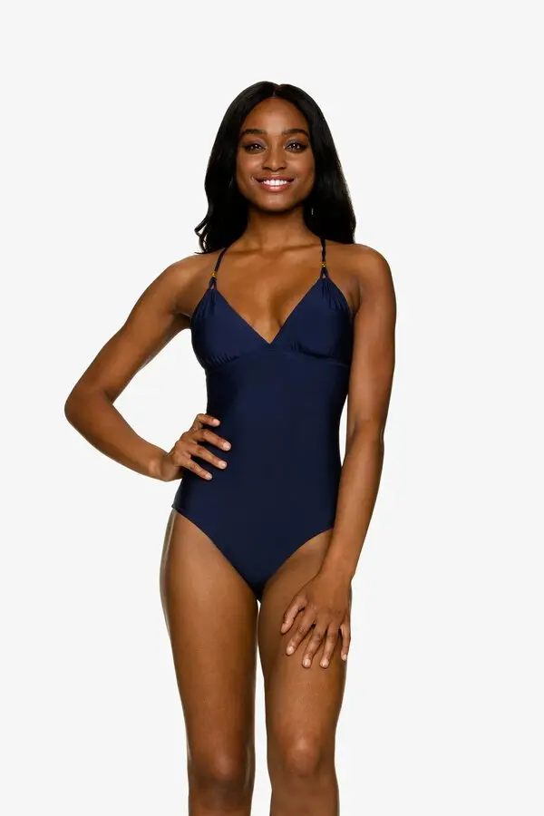 Helen Jon Lattice Back One-piece Swimsuit - Navy