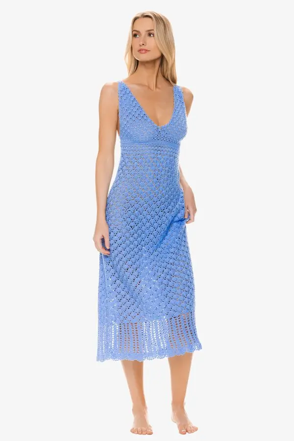 Helen Jon Claudia Crochet Midi Dress - Peri Blue