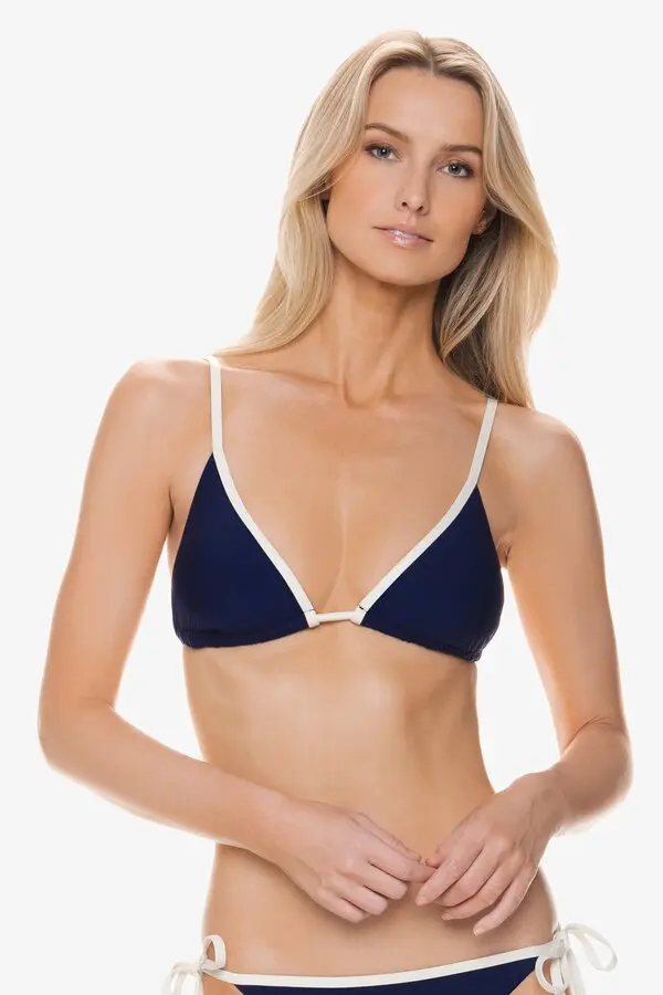 Helen Jon Over The Shoulder String Top - Navy Ivory