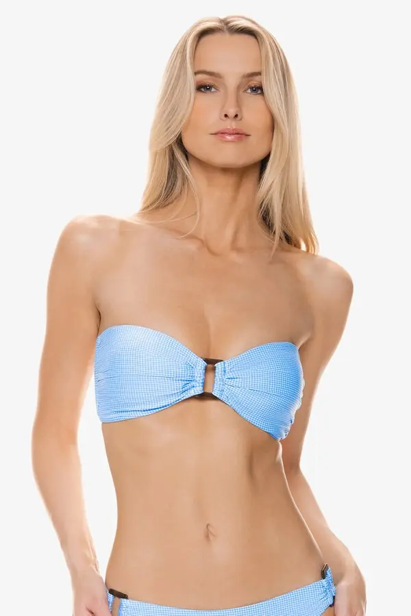 Helen Jon Tortoise Bandeau Bikini Top - Peri Gingham