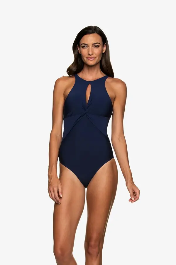 Helen Jon High Neck One-piece Swimsuit - Navy