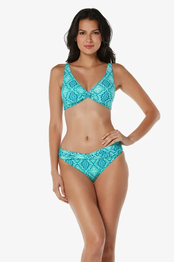 Helen Jon Center Twist Front Bikini Bottom - Marbella Tile