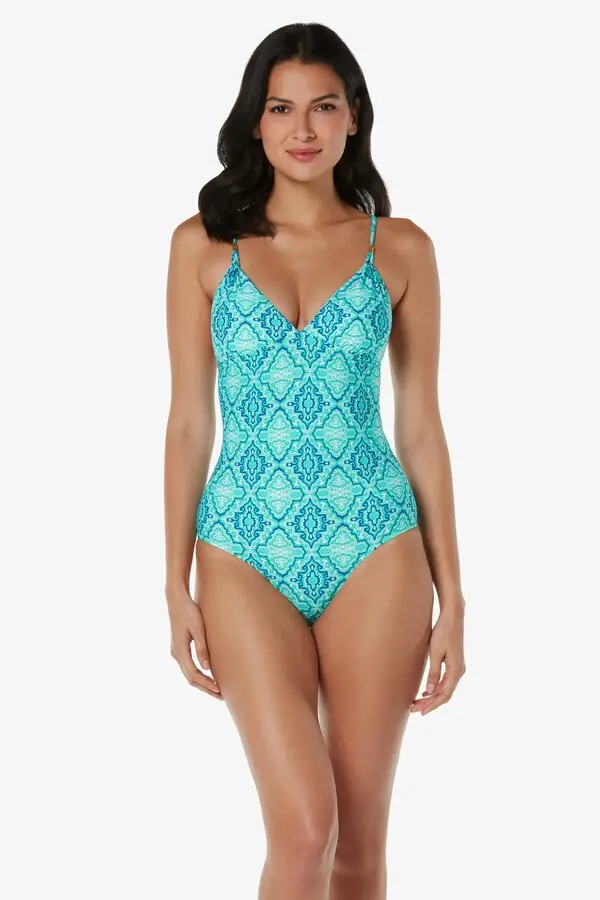 Helen Jon Tie Back One-piece - Marbella Tile