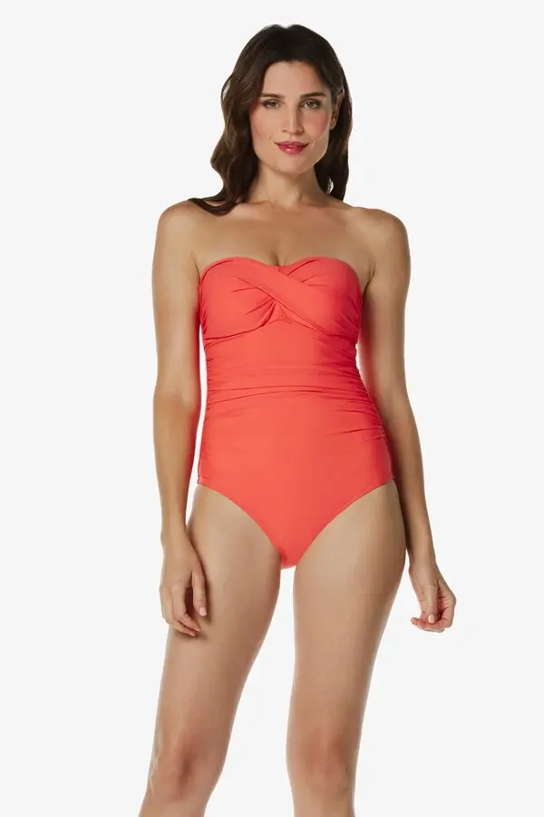 Helen Jon Twist Bandeau One-piece - Coral