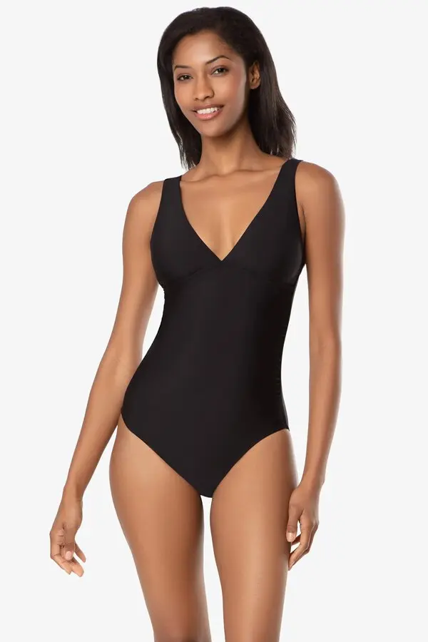 Helen Jon Olivia One-piece Swimsuit With Shirring And Adjustable Straps - Black