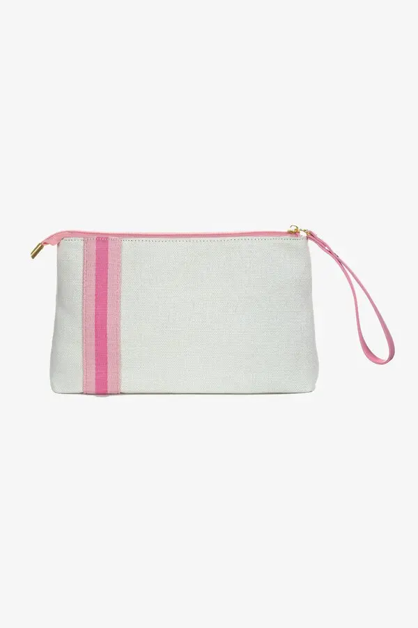 Helen Jon Clutch With Striped Detail - Shell Pink