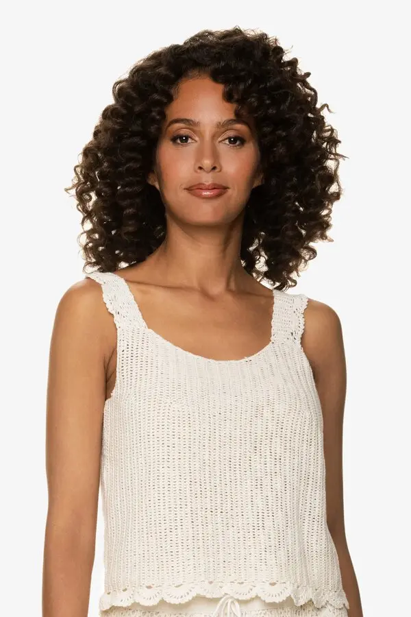 Helen Jon Scallop Crochet Tank - Ivory