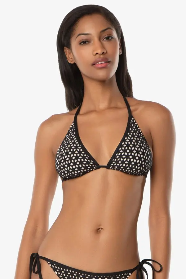 Helen Jon String Bikini Top With Binding - Black Laser Cut