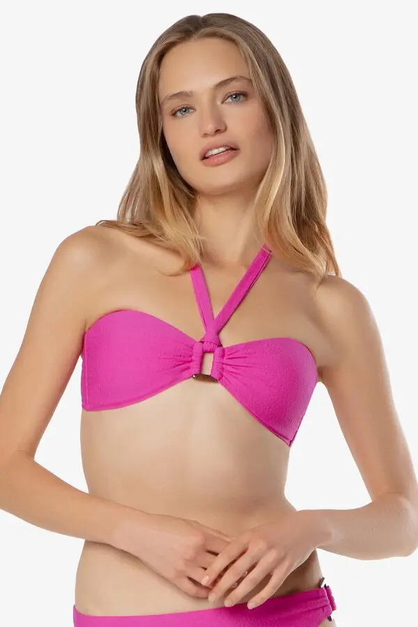 Helen Jon Soft Tie Tortoise Bandeau - Crinkle Textured Raspberry