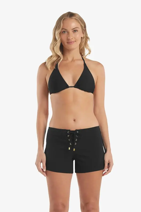Helen Jon 4' Lace-up Board Short - Black