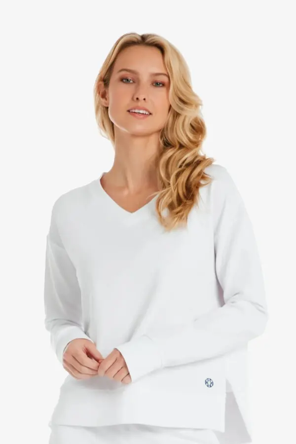 Helen Jon V-neck Pullover - White