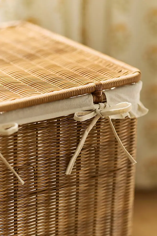 Anthropologie Calista Skirted Faux Rattan Hamper