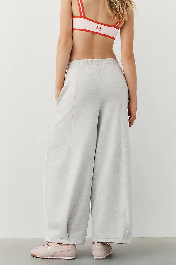 Daily Practice Lace Trimmed Jogger Pants - Light Grey