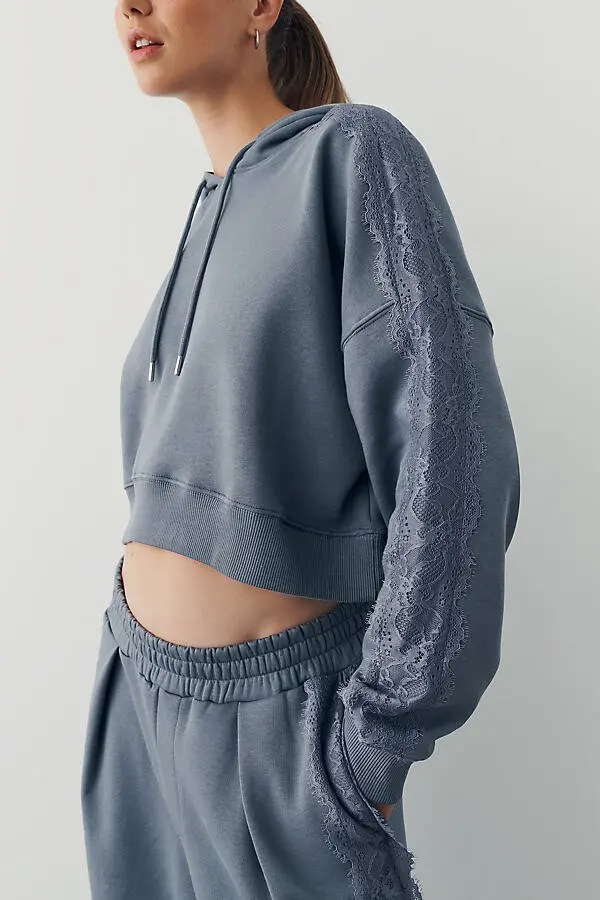 Daily Practice Lace Hoodie - Dark Grey