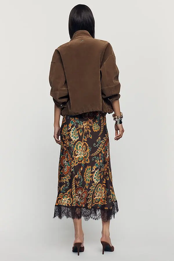 Farm Rio X Lace Trim Midi Skirt
