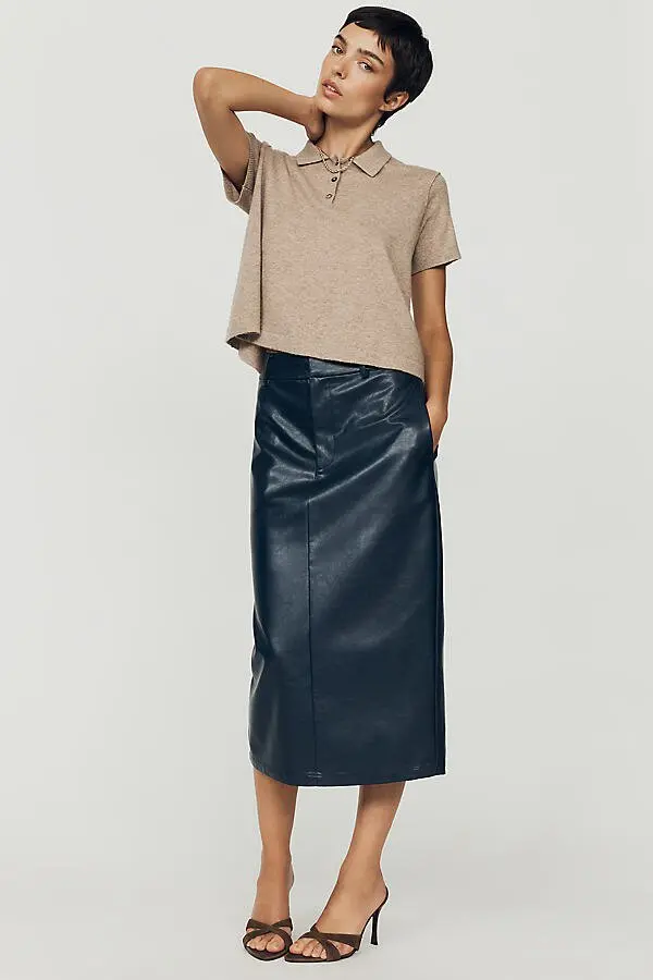MARE MARE Faux-leather Midi Pencil Skirt