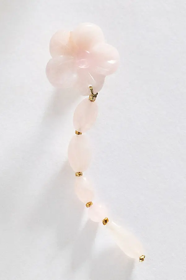 Anthropologie Floral Stone Drop Earrings - Pink