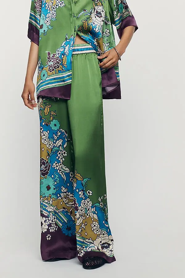 ALEMAIS Nanci Silk Pants - Green