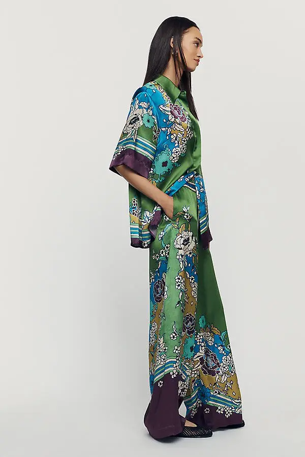 ALEMAIS Nanci Silk Pants - Green