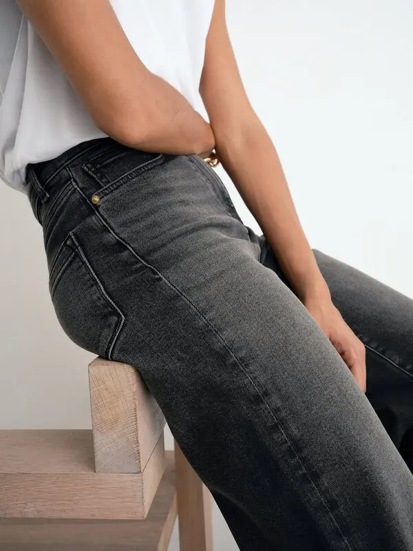 REISS Jas Cotton-modal Wide-leg Jeans - Washed Grey