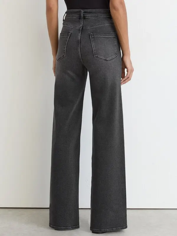 REISS Jas Cotton-modal Wide-leg Jeans - Washed Grey