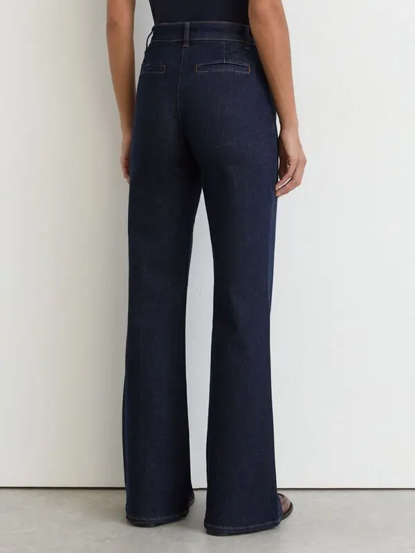 REISS Claude Pintuck Detail Flared Jeans - Dark Blue