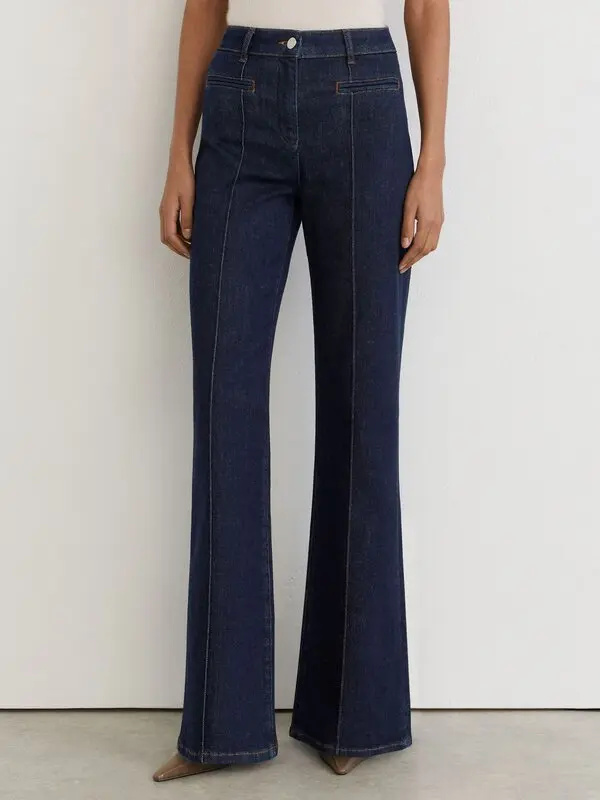 REISS Claude Pintuck Detail Flared Jeans - Dark Blue