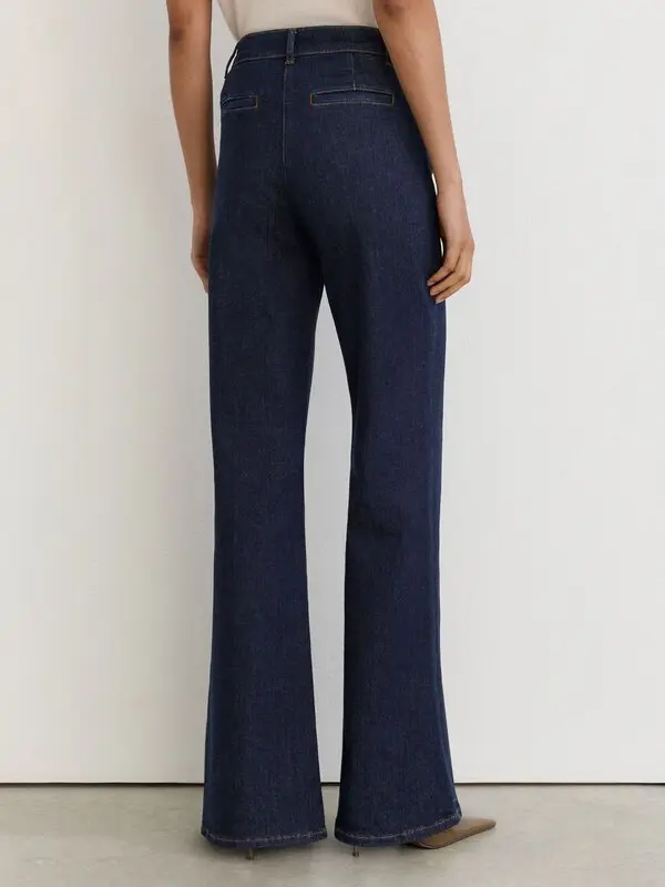 REISS Claude Pintuck Detail Flared Jeans - Dark Blue
