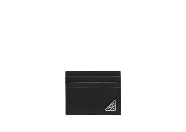 Prada Logoplaque Leather Card Holder - Black