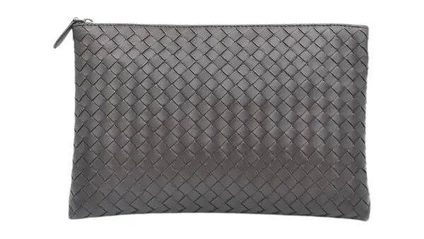 Bottega Veneta Intrecciato Nappa Zipped Clutch Pouch - Black