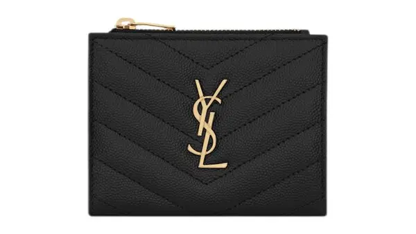Saint Laurent Cassandre Matelasse Grain De Poudre Leather Bifold Wallet - Black