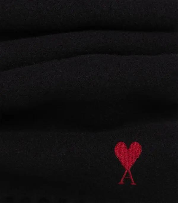 AMI Paris Wool De Coeur Fringed Scarf