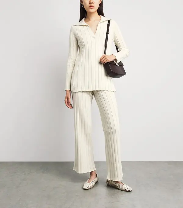 Colombo Cashmere Ribbed Polo Sweater