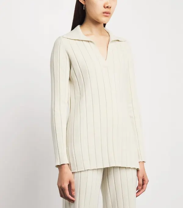 Colombo Cashmere Ribbed Polo Sweater