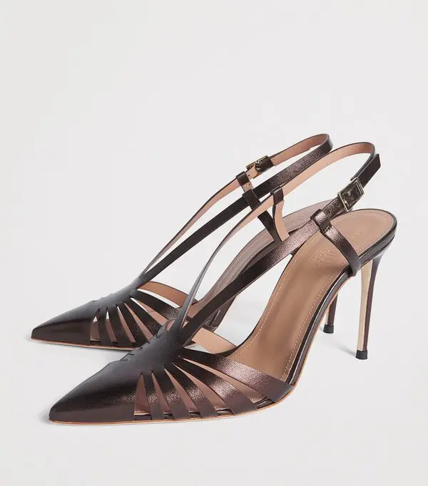MALONE SOULIERS Metallic Leather Janette Slingback Pumps 90