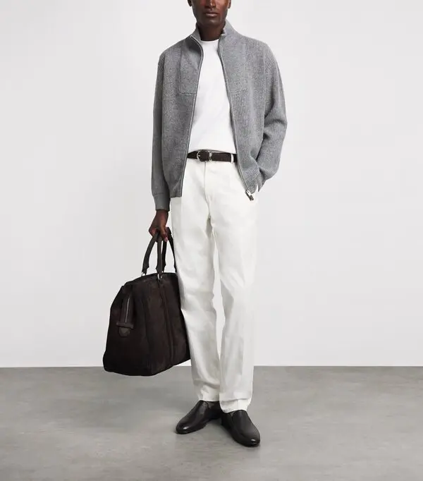 Canali Wool-cashmere High-neck Zip-up Cardigan