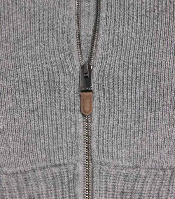 Canali Wool-cashmere High-neck Zip-up Cardigan