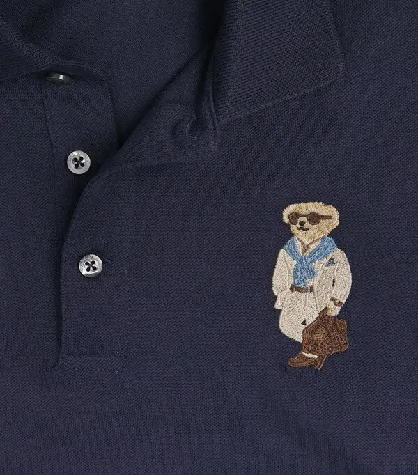 Ralph Lauren Purple Label Cotton-cashmere Polo Bear Polo Shirt - Navy