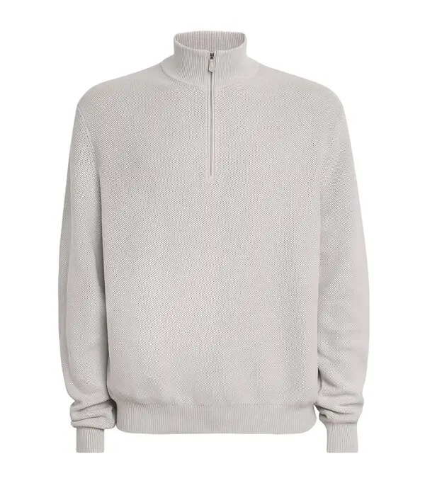 Ralph Lauren Purple Label Stretch-silk-cotton Quarter-zip Sweater