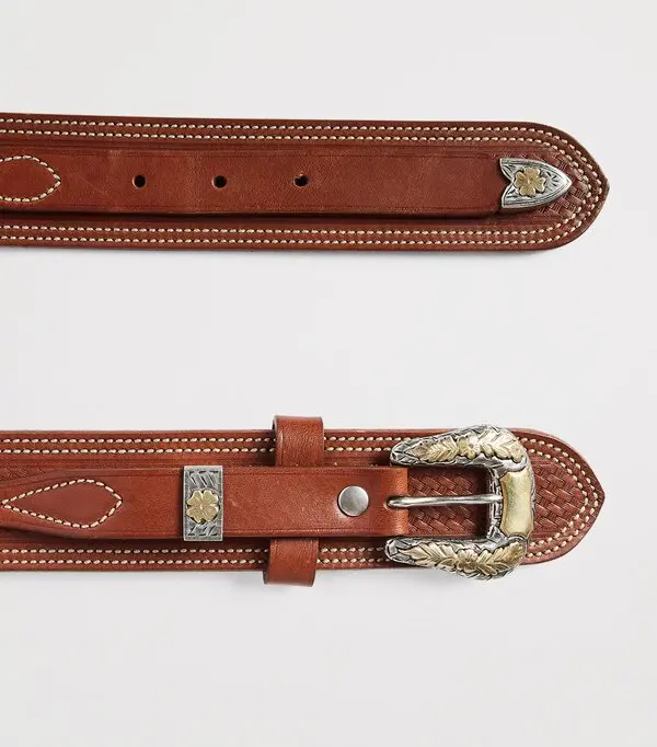Ralph Lauren Purple Label Engraved Leather Western Belt
