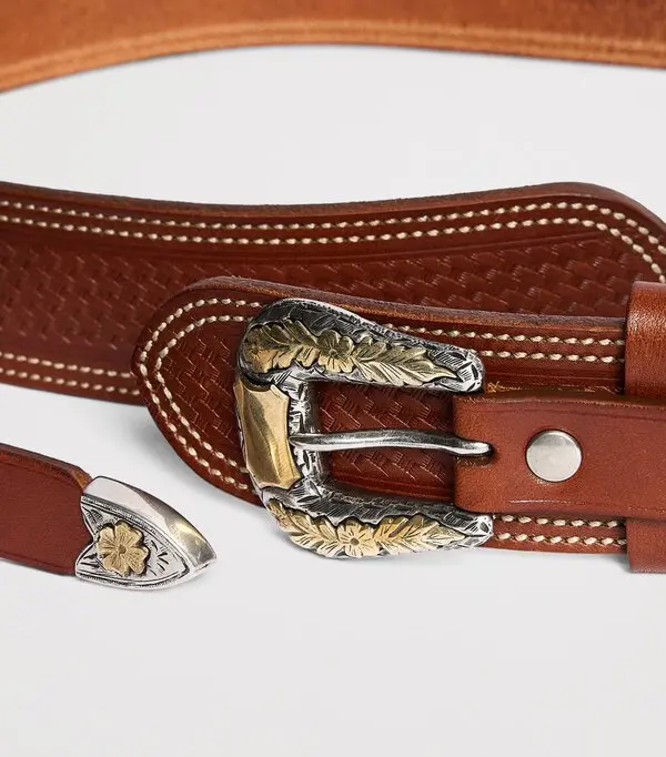 Ralph Lauren Purple Label Engraved Leather Western Belt