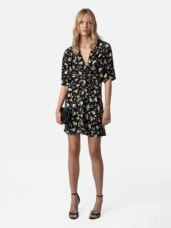 Zadig&Voltaire Rozom Soft Crinkle Roses Dress