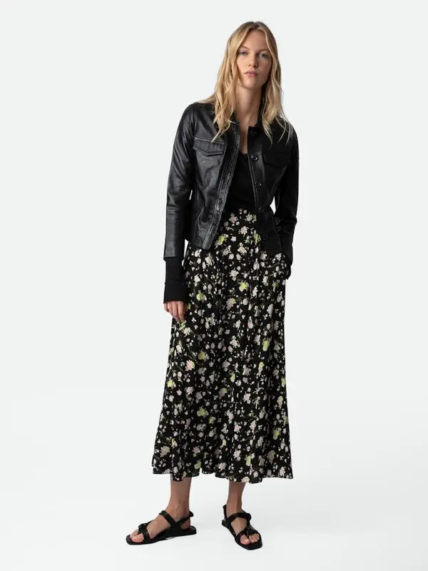 Zadig&Voltaire Joyo Soft Crinkle Roses Skirt