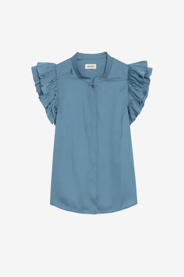 Zadig&Voltaire Tiza Satin Top - Bluestone
