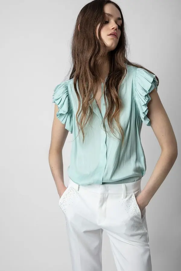 Zadig&Voltaire Tiza Satin Top - Celadon