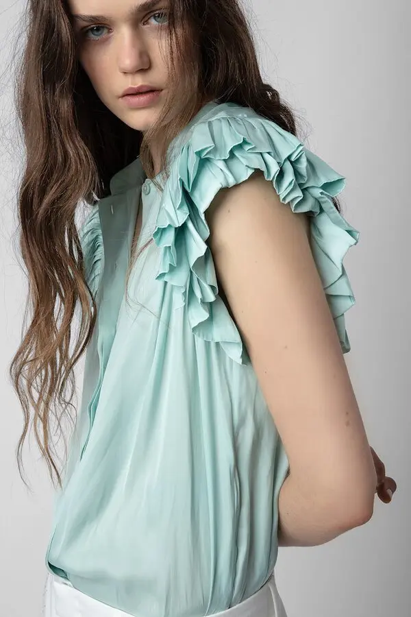Zadig&Voltaire Tiza Satin Top - Celadon