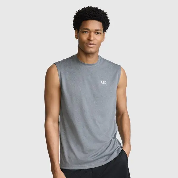 Champion Sport Muscle Tank, Reflective C Logo - Granite Heather