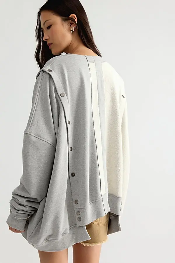 ASPARAGUS Asymmetrical Snap Sweatshirt