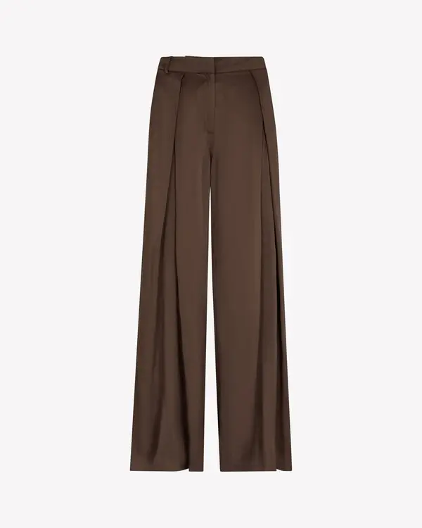 Serena Bute Cross Pleat Wide Leg Trousers - Ecru